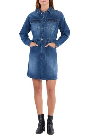 WASH LAB DENIM Riley Long Sleeve Denim Minidress