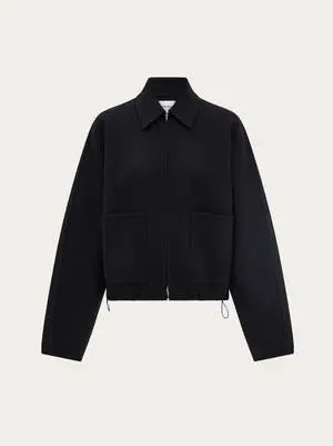 FERRAGAMO Cropped Virgin Wool Blend Bomber - Black