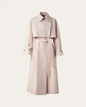 Akris Haider Oversized Silk Taffeta Trench Coat - Sand