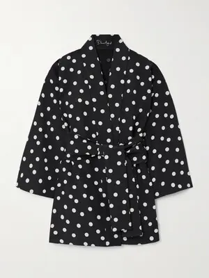 DIMA AYAD Belted Polka-dot Jacket
