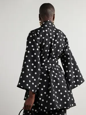 DIMA AYAD Belted Polka-dot Jacket