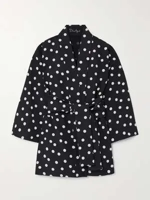 DIMA AYAD Belted Polka-dot Jacket