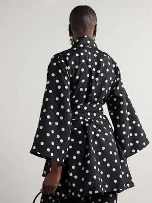 DIMA AYAD Belted Polka-dot Jacket