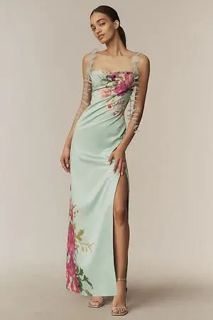 fitted lace wedding dress Two Side Slit Maxi Jersey Dress 0 main image 0