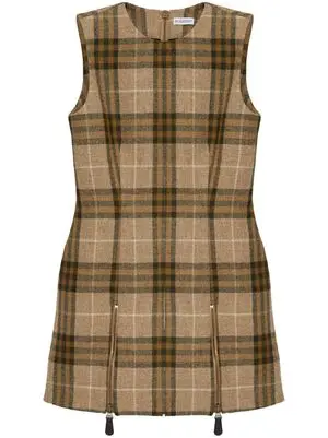 Burberry Checked Mini Dress - Neutrals