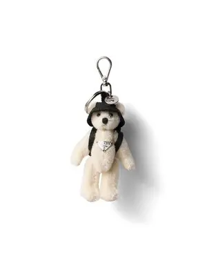 Prada Teddy Bear Keychain Charm - White