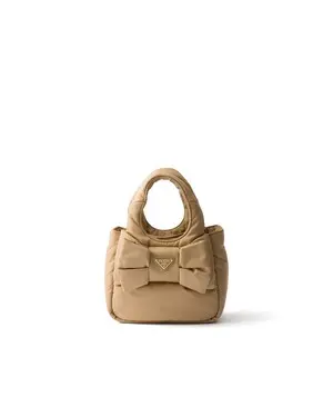 Prada Mini Padded Re-nylon Bag With Bow - Brown