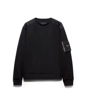 Prada Cotton Fleece And Re-nylon Weathirt - Black