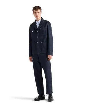 Prada Wide-leg Chevron Denim Jeans - Blue