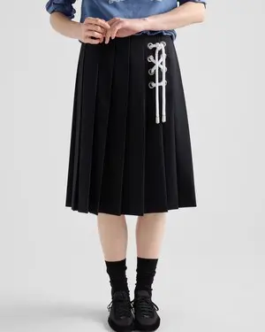 Prada Pleated Gabardine Midi-skirt