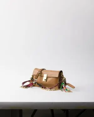 Prada Soft Sound Small Leather Shoulder Bag With Charms