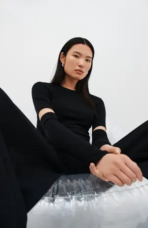 MARCELLA Stockholm Slit Sleeve Rib Top