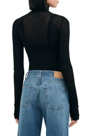 MARCELLA Tallin Sheer Turtleneck Top - Black