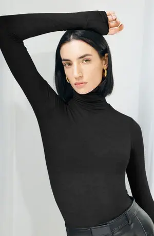 MARCELLA Tallin Sheer Turtleneck Top - Black