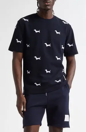 Thom Browne Hector Embroidered Cotton Piqué T-shirt - Navy