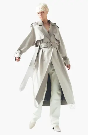Caalo Water-resistant Cotton Gabardine Maxi Trench Coat