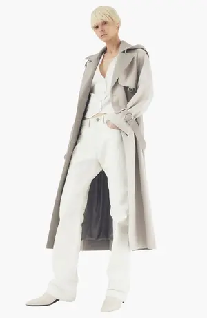 Caalo Water-resistant Cotton Gabardine Maxi Trench Coat