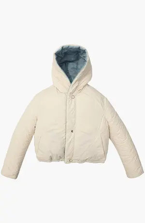 Caalo Reversible Down Coat - Off-white/light Blue