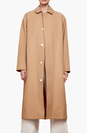 Caalo Water-Resistant Car Coat With Removable Hood Camel