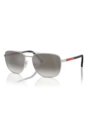 Prada 60mm Gradient Oval Sunglasses - Silver