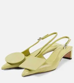 Jacquemus Duelo 40 Leather Slingback Pumps - Green