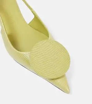 Jacquemus Duelo 40 Leather Slingback Pumps - Green