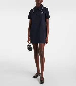 PATOU Logo Piqué Polo Shirt Dress - Blue