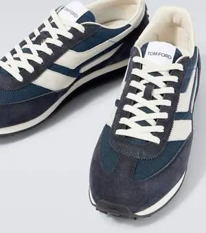 TOM FORD Mick Suede-trimmed Sneakers - Blue