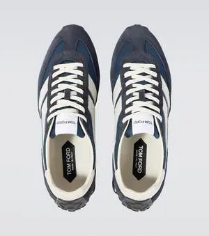 TOM FORD Mick Suede-trimmed Sneakers - Blue