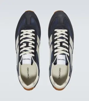 TOM FORD Mick Suede-trimmed Sneakers - Blue