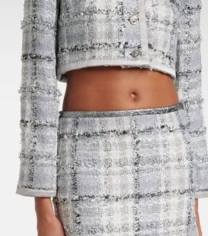 Dolce & Gabbana Checked Cropped Lamé Tweed Jacket