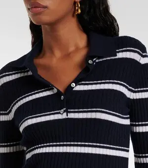 Vince Striped Cashmere And Silk Polo Sweater - Multicoloured