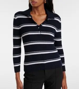 Vince Striped Cashmere And Silk Polo Sweater - Multicoloured