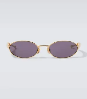 Bottega Veneta Sardine Oval Sunglasses - Gold