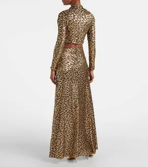 Rabanne Tiger Gathered Lamé Maxi Skirt