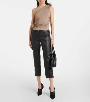 Magda Butrym Floral-appliqué One-shoulder Top - Beige
