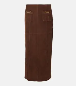 Rixo Edwina Suede Skirt - Brown