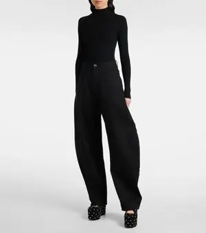 Alaïa Crisscrossed Studded Ballet Flats