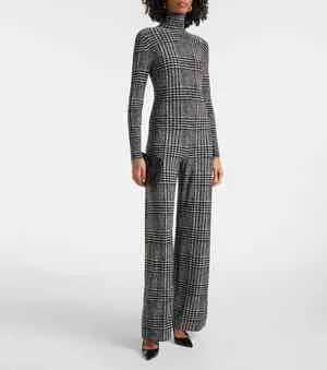 Norma Kamali Turtleneck Plaid Jumpsuit