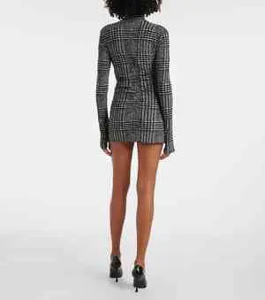 Norma Kamali Turtleneck Plaid Mini Dress