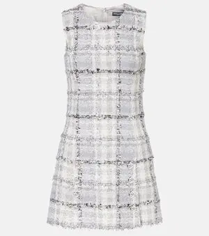 Dolce & Gabbana Checked Lamé Tweed Minidress - Grey