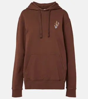 JW Anderson Embroidered Cotton Hoodie - Brown
