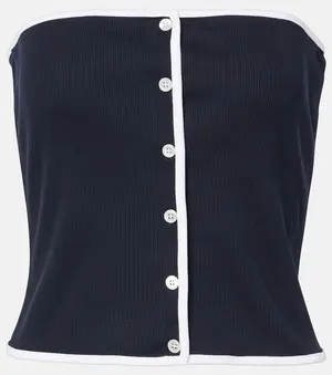 Veronica Beard Valley Cotton-blend Tube Top - Blue
