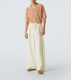 King & Tuckfield Striped Knitted Wool Bowling Shirt