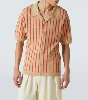 King & Tuckfield Striped Knitted Wool Bowling Shirt