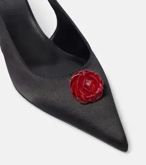 Magda Butrym 45 Floral-appliqué Satin Slingback Pumps