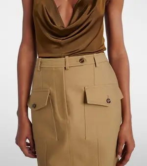 TOM FORD Cotton-blend Tricotine Midi Skirt - Beige