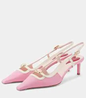 ROGER VIVIER Viv' Canard Leather Slingback Pumps - Pink