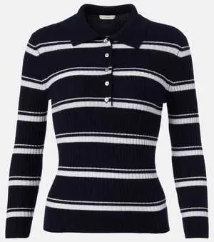 Vince Striped Cashmere And Silk Polo Sweater - Multicoloured