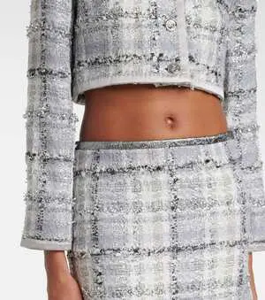 Dolce & Gabbana Checked Cropped Lame Tweed Jacket